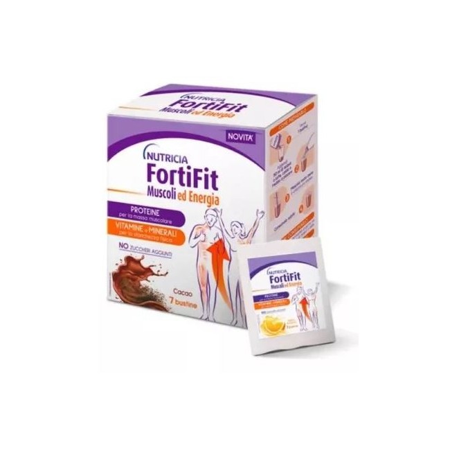 Nutricia Fortifit Muscoli ed Energia Integratore Gusto Cacao 7 Bustine ...