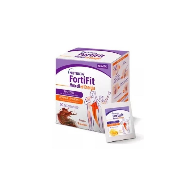 Nutricia Fortifit Muscoli ed Energia Integratore Gusto Cacao 7 Bustine ...
