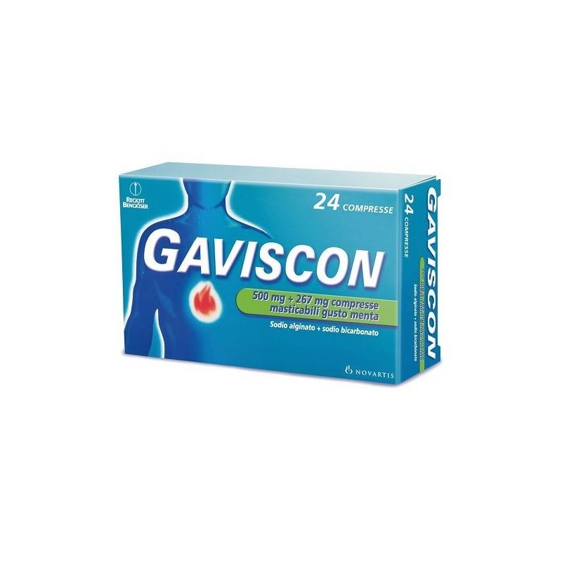 Gaviscon 24 Compresse Masticabili 500 Mg + 267 Mg Menta - Para-Farmacia ...