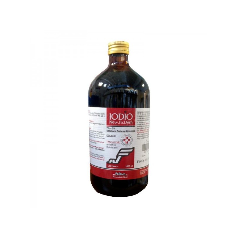 Newfadem Iodio Soluzione Alcolica Cutanea Disinfettante 1000ml - Para ...